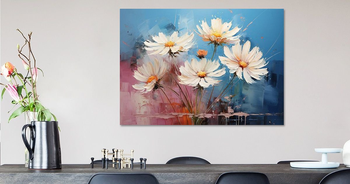 Dansende Bloem Dynamiek | Moderne Bloemen van De Mooiste Kunst op canvas, behang en meer